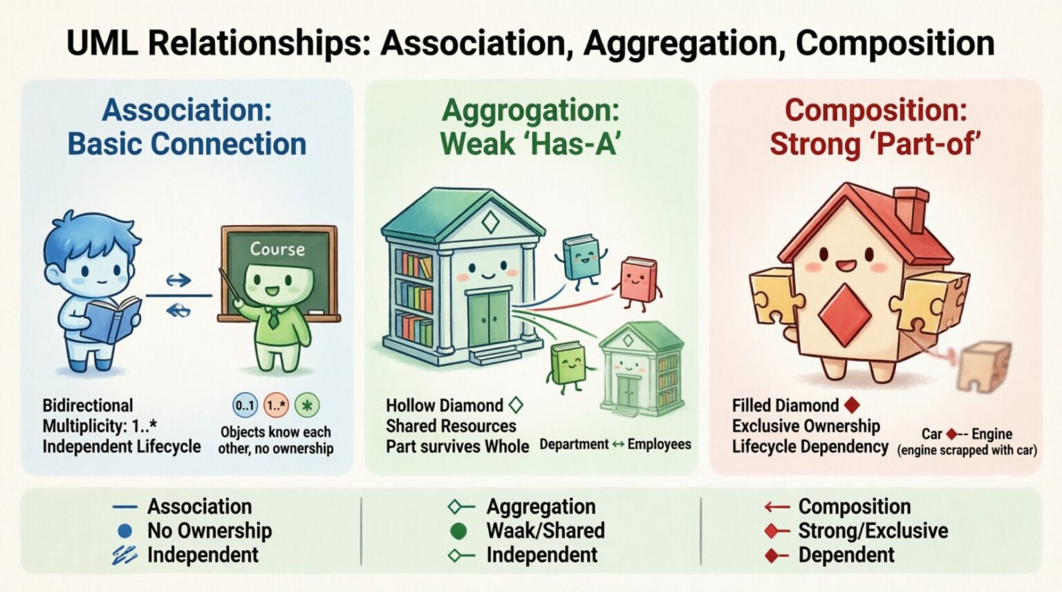 UML Relationships Guide: Association, Aggregation, Composition