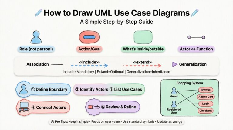 How to Draw UML Use Case Diagrams: Step-by-Step Guide 📐