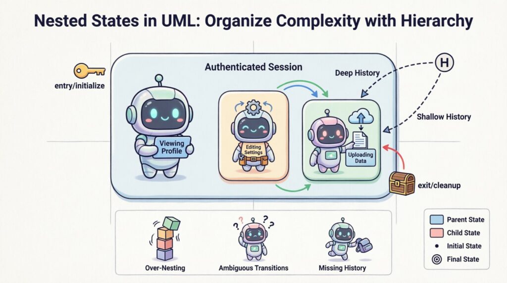Nested States in UML State Diagrams Guide 📊