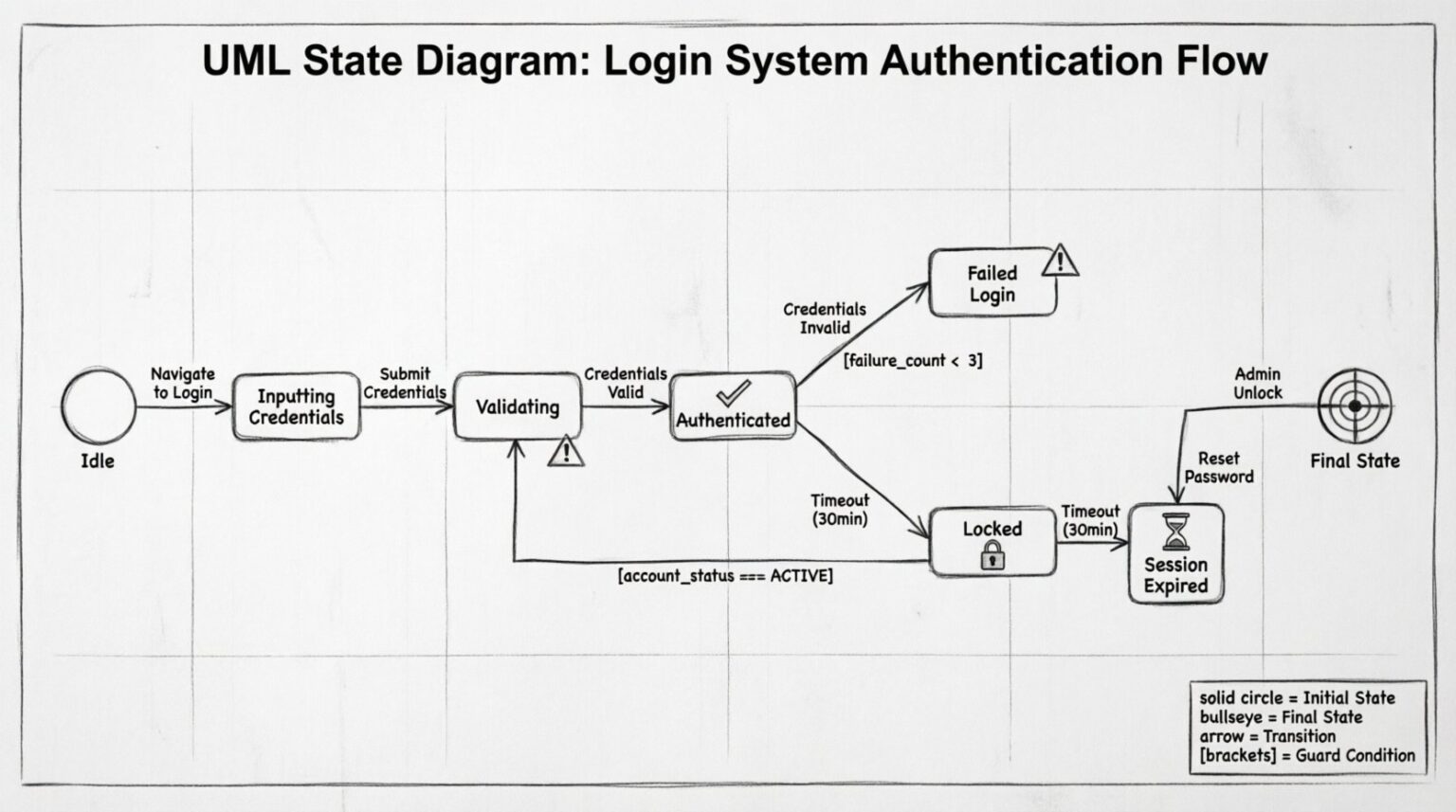 UML State Diagram Case Study: Real-World Login System 🔐